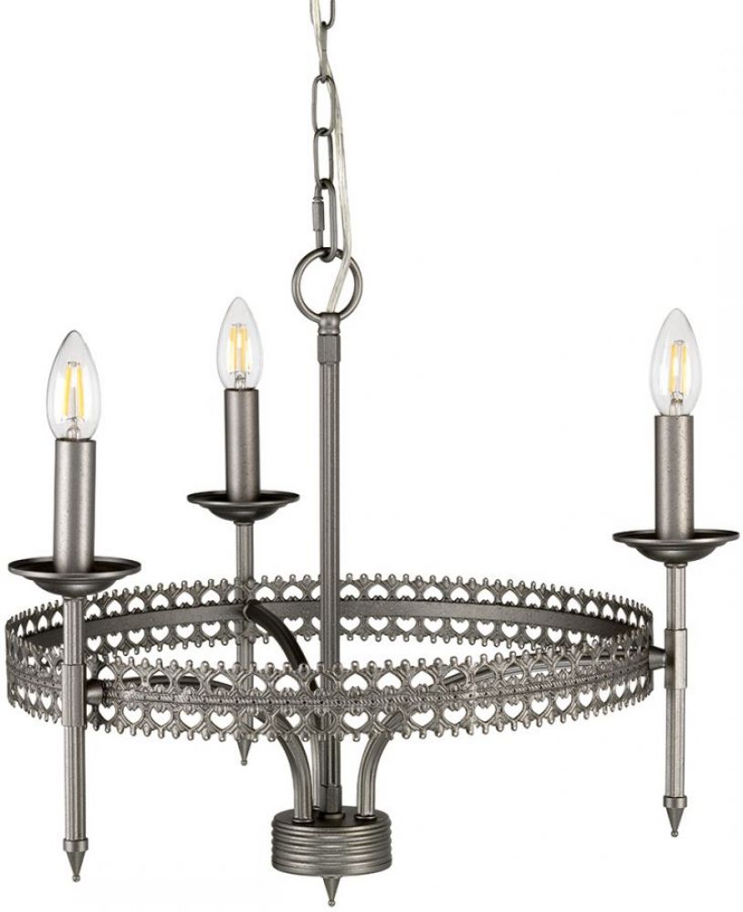 Crown Iron Gate Chandelier 3 Lamps by Elstead (CROWN3) - Grey Indoor ...